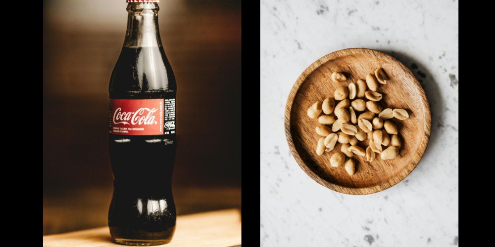 A beverage and snack all in one: Coke and peanuts mixed together is an ...