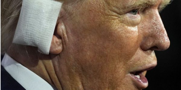 Trump enters Republican convention with a bandage covering his right ...