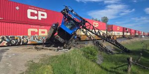 Train, farm tractor collide near Alliston, one person airlifted to hospital