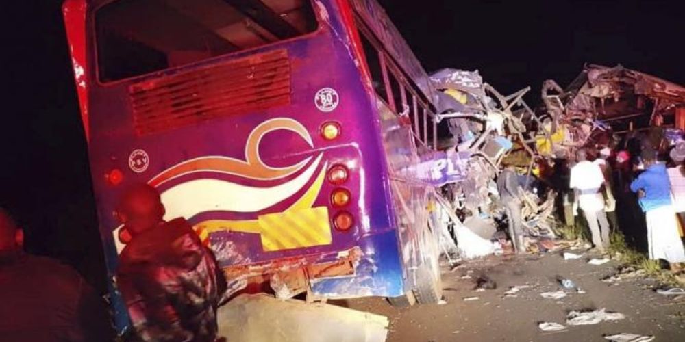 At least 63 people killed in a crash of buses and other vehicles in western Uganda